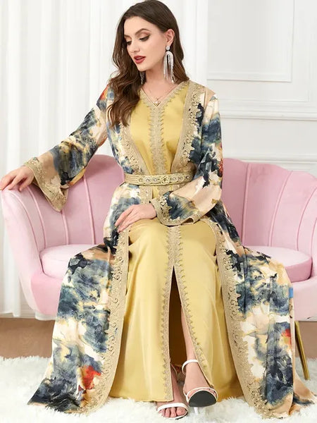 Morocco Muslim Abaya Dress 2 Piece Set with Embroidery – Rissaintco.us